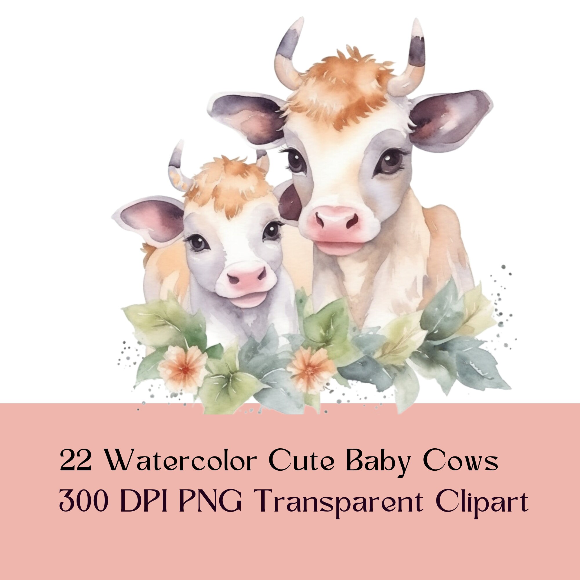Baby Cow Clipart, Farm Animals, Baby Cow PNG, Calf, Watercolor, Farm ...