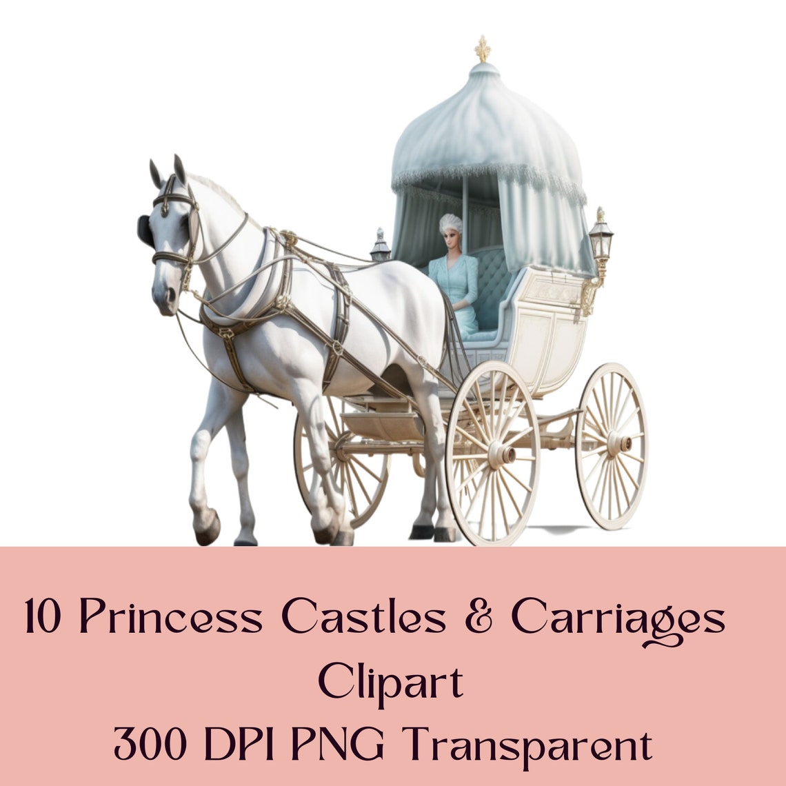 Princess Castle Clipart Princess Carriage Clipart Commercial - Etsy