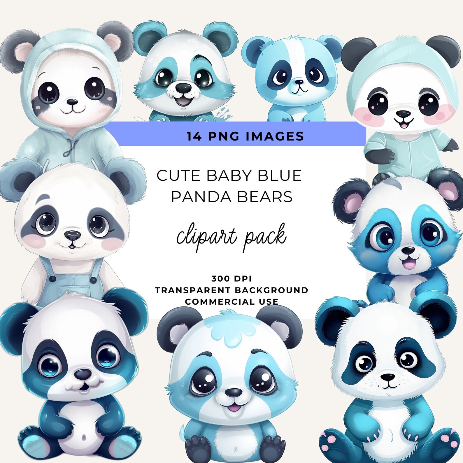 Cute Baby Blue Panda Clipart Baby Shower Gender Reveal Boy - Etsy