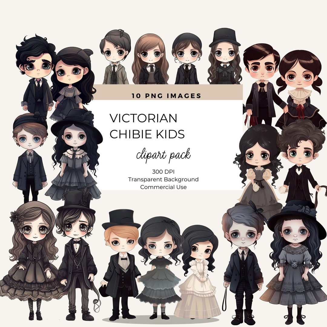 Victorian Chibi Kids, Victorian Kids, Chibi Kids, Chibi Clipart ...