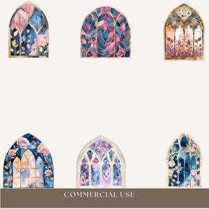 Watercolor Stained-glass Windows Clipart, Vintage Church Window With ...