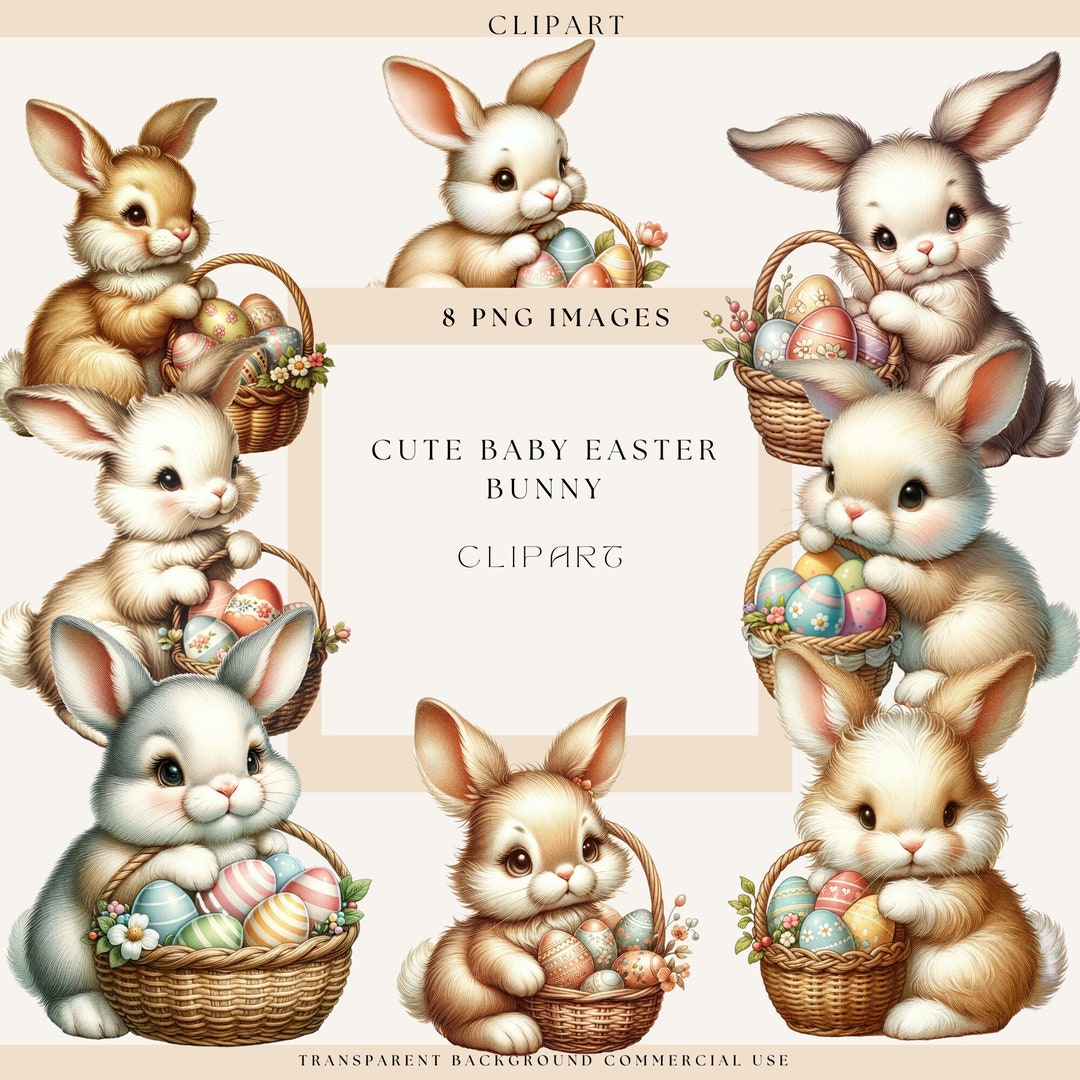 Easter Bunny Clipart, Baby Clipart, Cute Baby Animals, Nursery Art ...