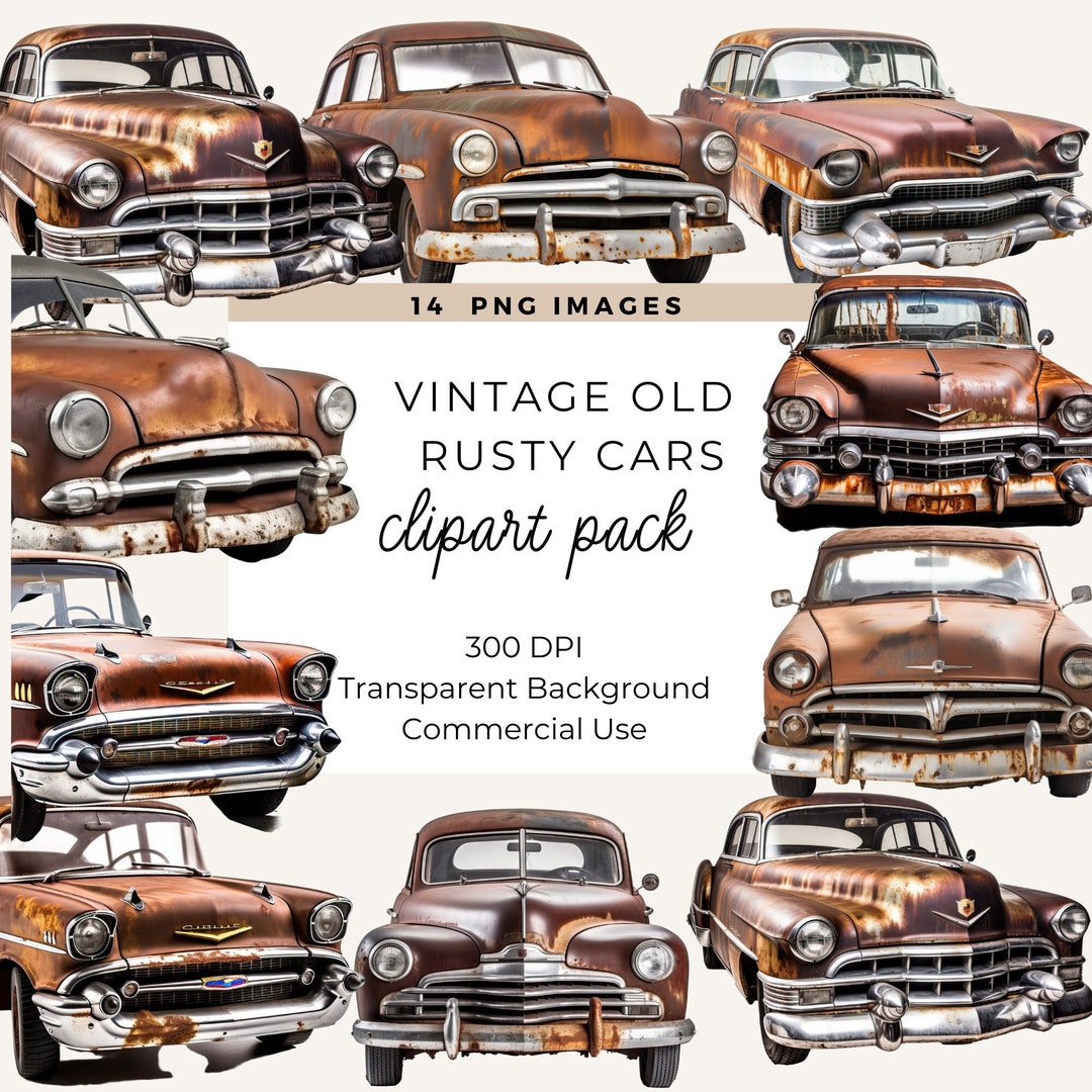 Watercolor Vintage Old Rusty Cars Clipart Vintage Cars - Etsy
