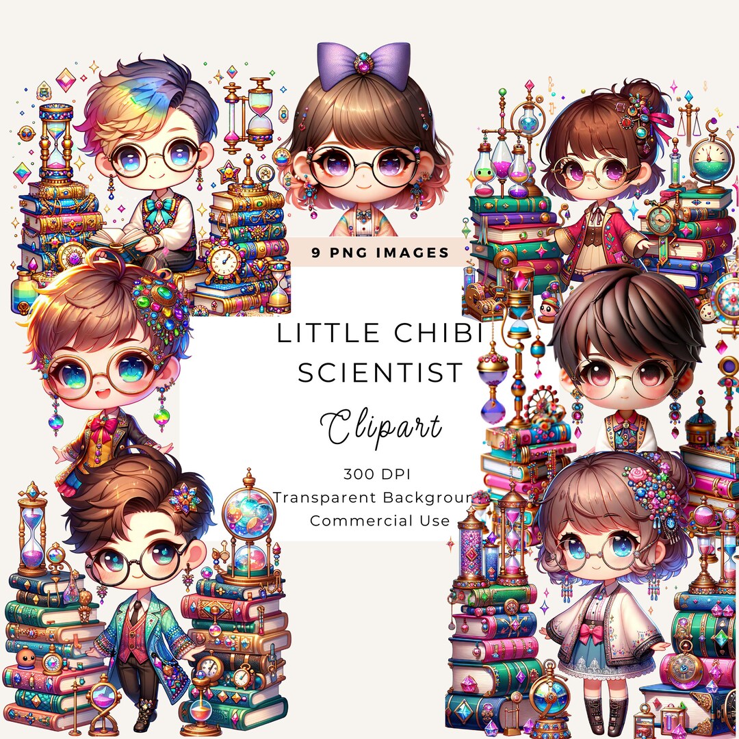 Cute Chibi Clipart Scientist Clipart Fashion Girl Clipart - Etsy