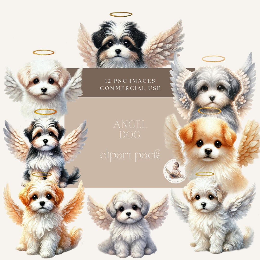 Dog Angel Clipart, Angel Dog Clipart, Dog Clipart, Pet Loss, Angel ...