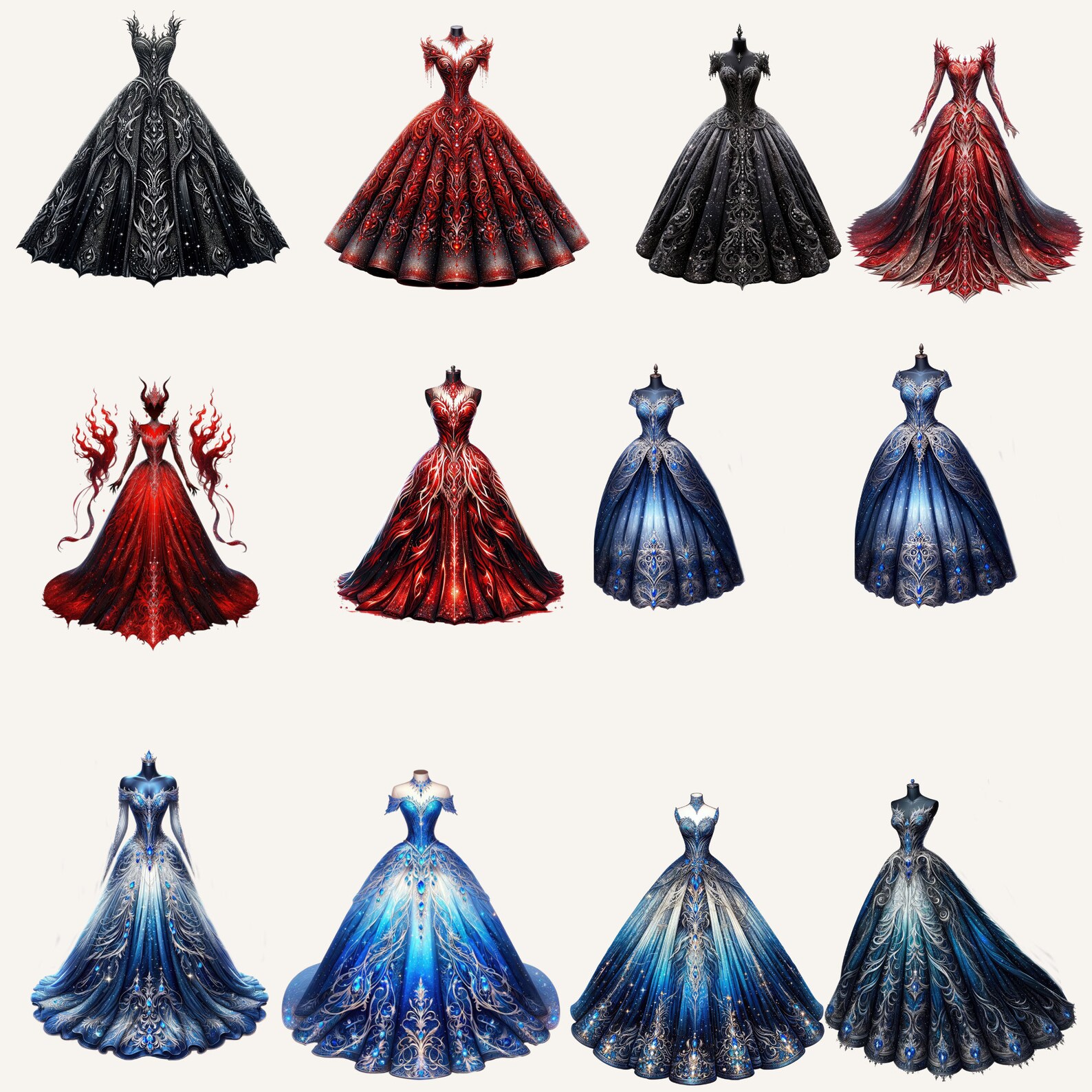 Ball Gown Clipart, Princess Dress, Evil Queen Dress, Party Dress ...