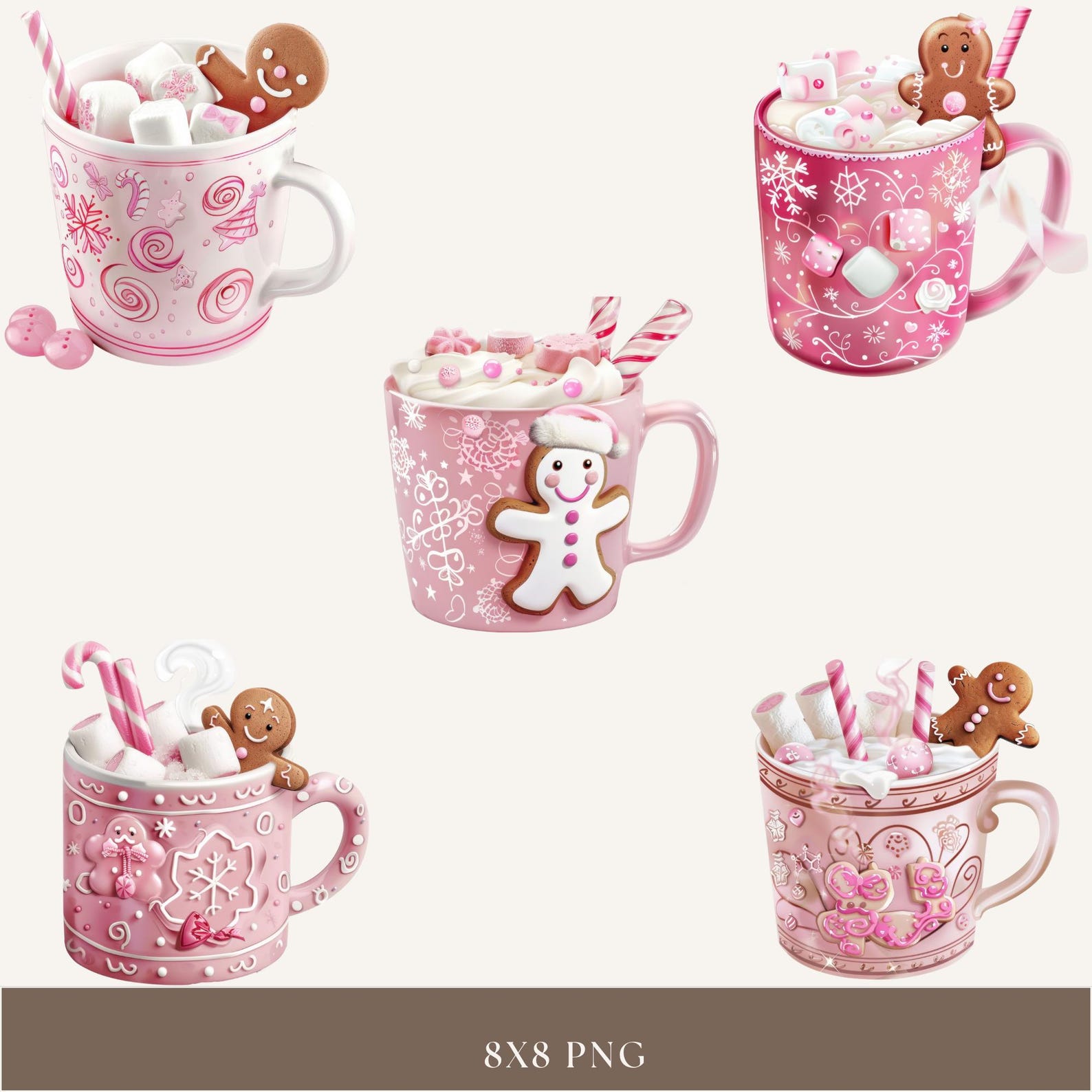 Pink Christmas Hot Chocolate Clipart, Festive Season Png, Winter ...