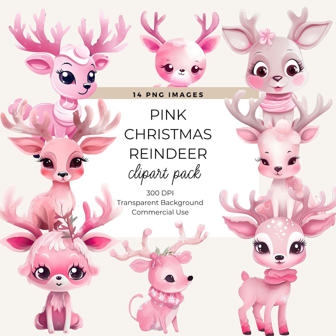 Cute Christmas Reindeer Clipart, Digital Downloads, Commercial Use ...