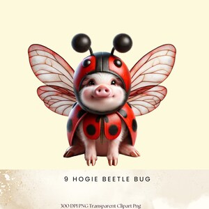 Cute Pig Clipart, Lady Bug Pig, Lady Bug Clipart, Fashion Clipart ...