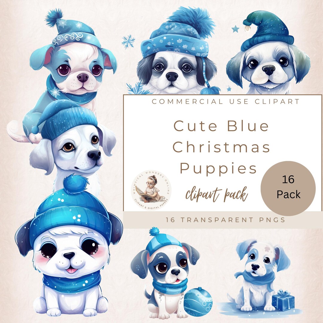 Cute Winter Dog Clipart, Christmas Clipart, Winter Wonderland Clipart ...