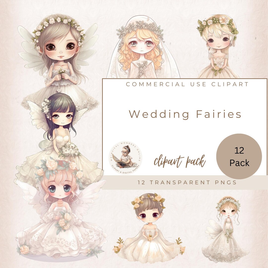 Cute Fairy's Wedding Clipart, Fantasy Magical Wedding Clipart, Junk ...