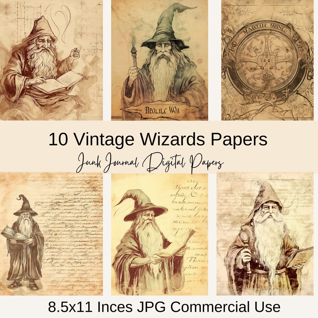 Wizard Junk Journal Digital Paper, Vintage Background, Magical Spell ...