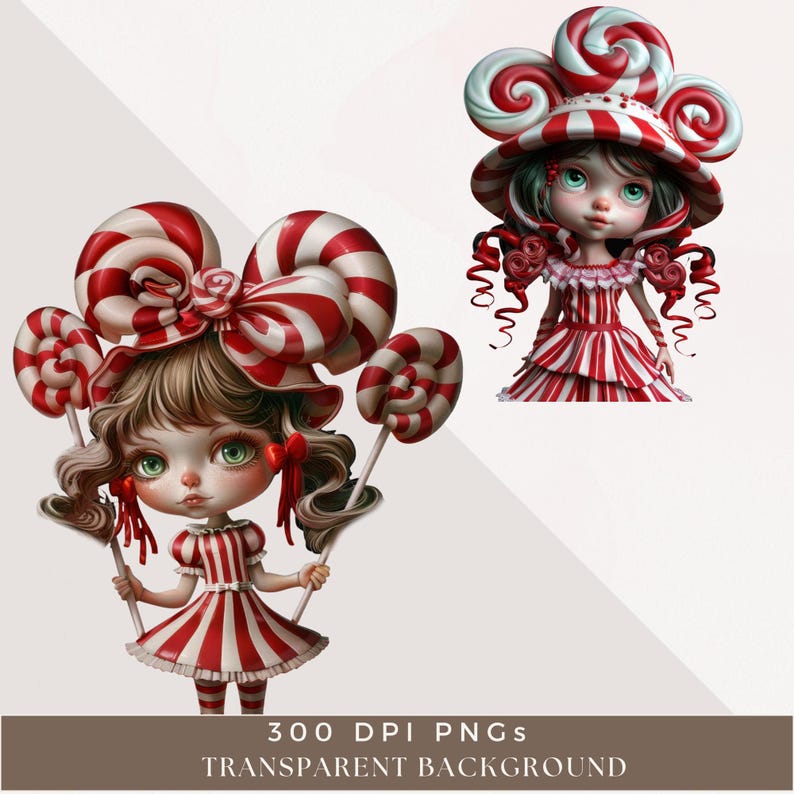 Whimsy Christmas Candy Cane Girls Clipart, Christmas Girls Clipart ...