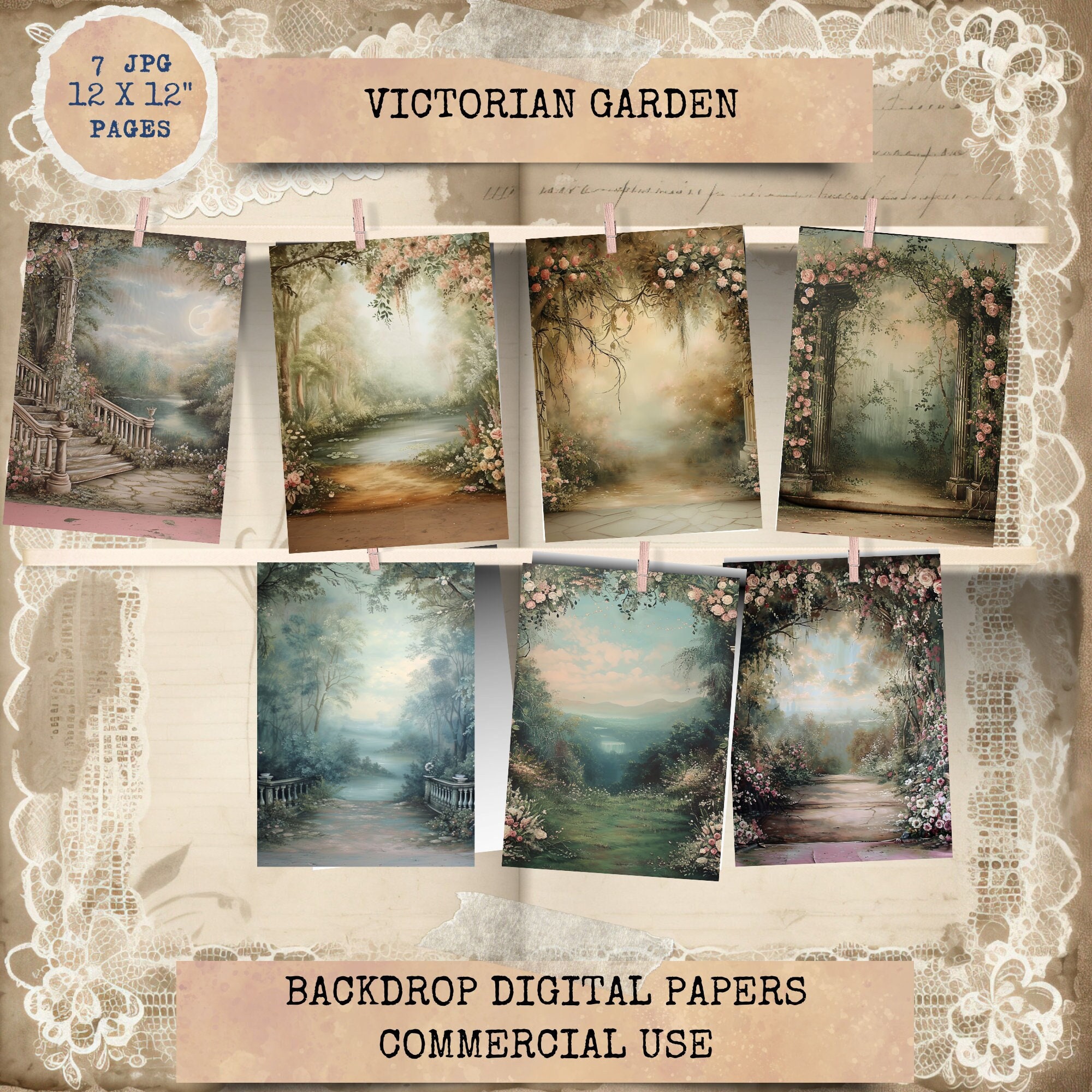 Victorian Garden Backdrops, Digital Backdrops, Wedding Backdrops ...