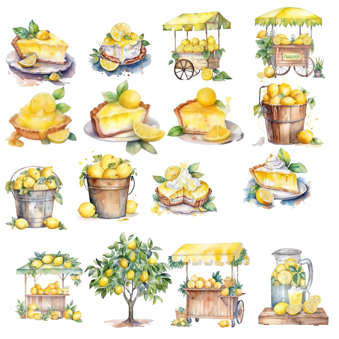 Lemon Clipart Summer Clipart Digital Art Watercolor - Etsy