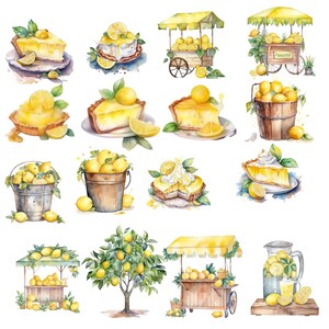 Lemon Clipart, Summer Clipart, Digital Art, Watercolor Clipart ...
