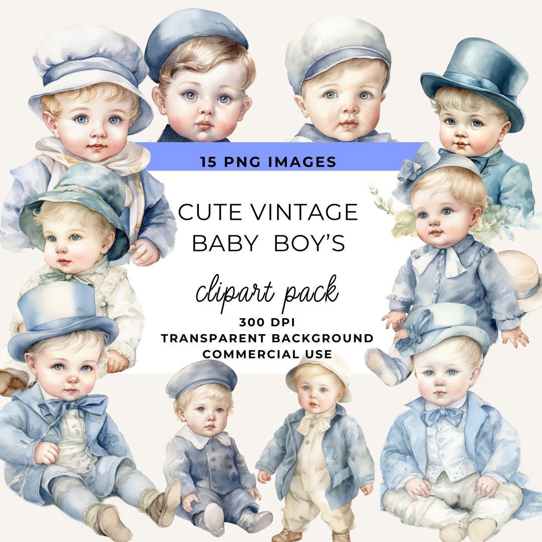 Victorian Baby Boy Clipart, Vintage Charm: Adorable Baby Boy Clipart ...