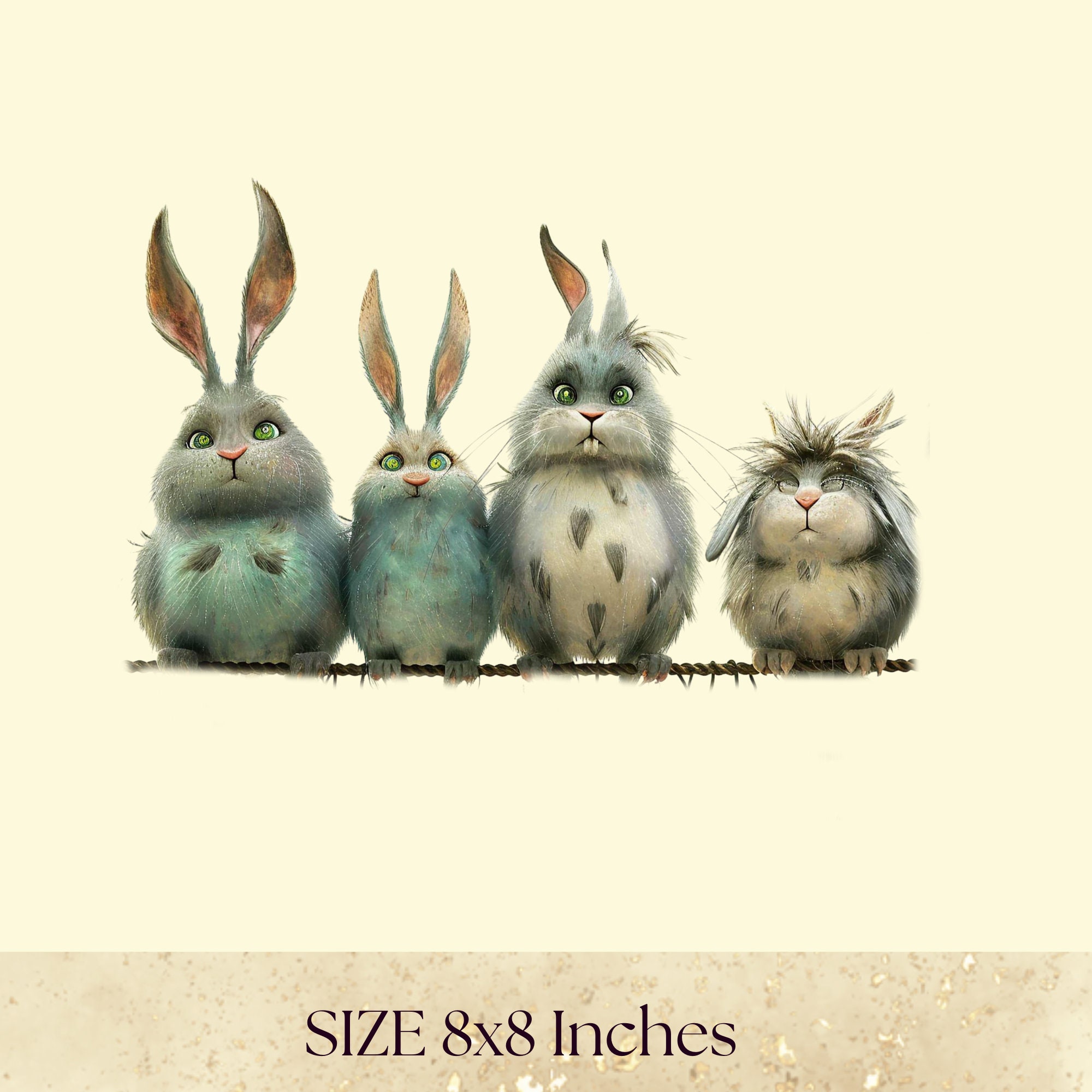 Whimsical Quirky Bunny Clipart Bundle, Weird Quirky Wall Art, Rabbit on ...