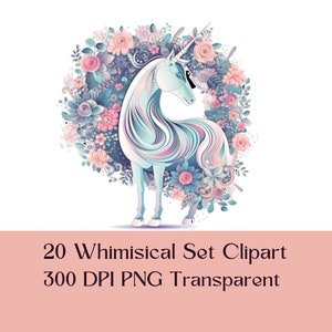 Unicorn Clipart, Whimsical Mermaid Clipart, Fairies Clipart Bundle, 300 ...
