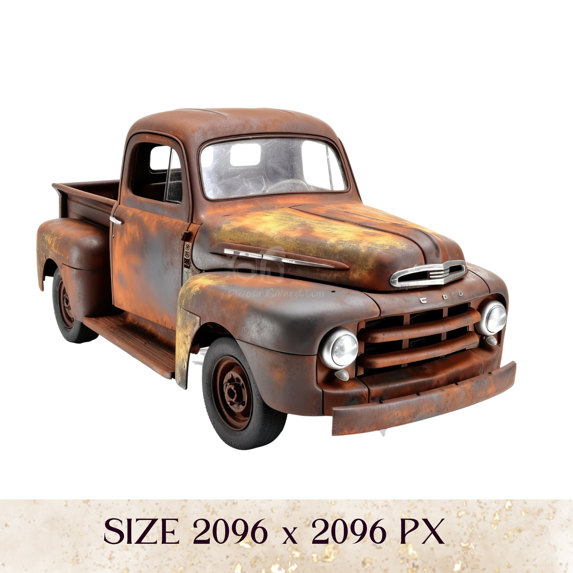 Watercolor Vintage Rusty Truck Clipart, Commercial Use, Rusty Vintage ...