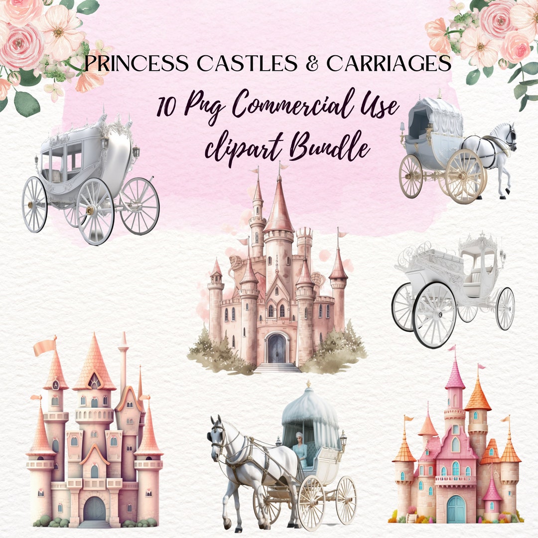 Princess Castle Clipart Princess Carriage Clipart Commercial - Etsy
