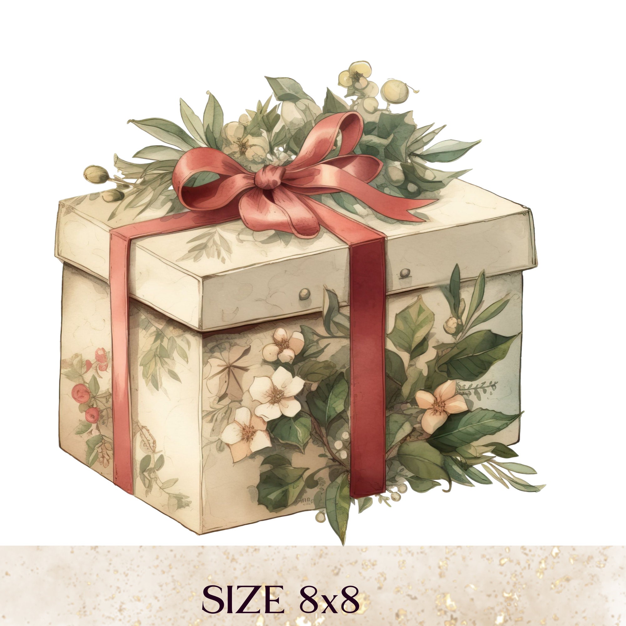 Gift Box Clipart Gift Boxes Clip Art Vintage Christmas - Etsy