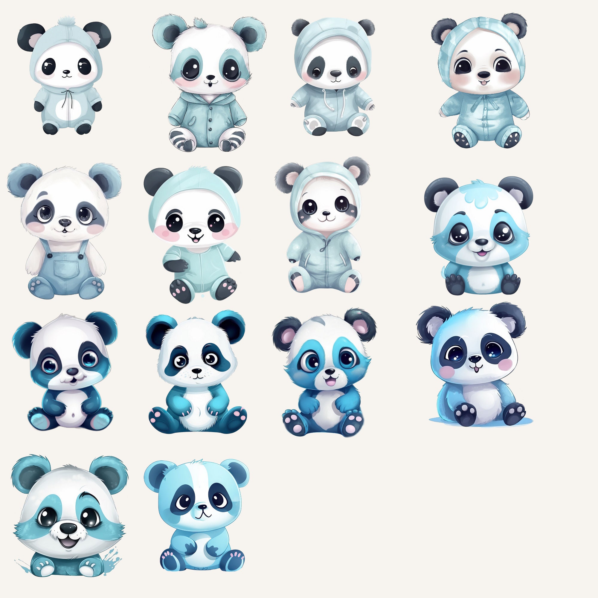 Cute Baby Blue Panda Clipart Baby Shower Gender Reveal Boy - Etsy