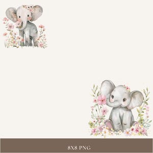 Cute Floral Girl Elephant Graphics, Baby Shower, Elephant Clipart ...
