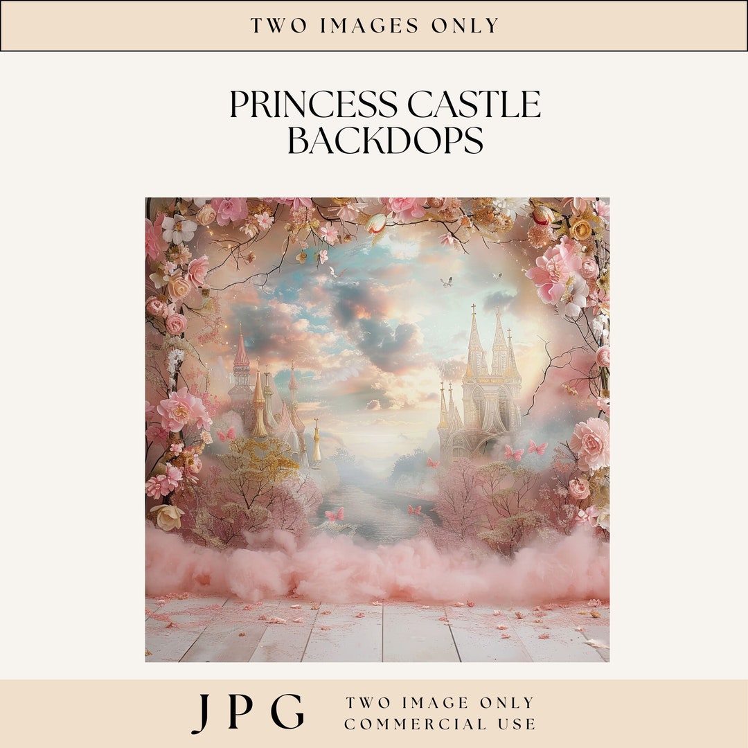 Digital Backdrops, Fantasy Background Papers, Princess Castle Digital ...