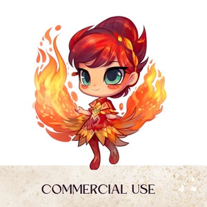 Cute Chibi Phoenix Clipart, Bird Clipart, Chibi Clipart, Commercial Use ...