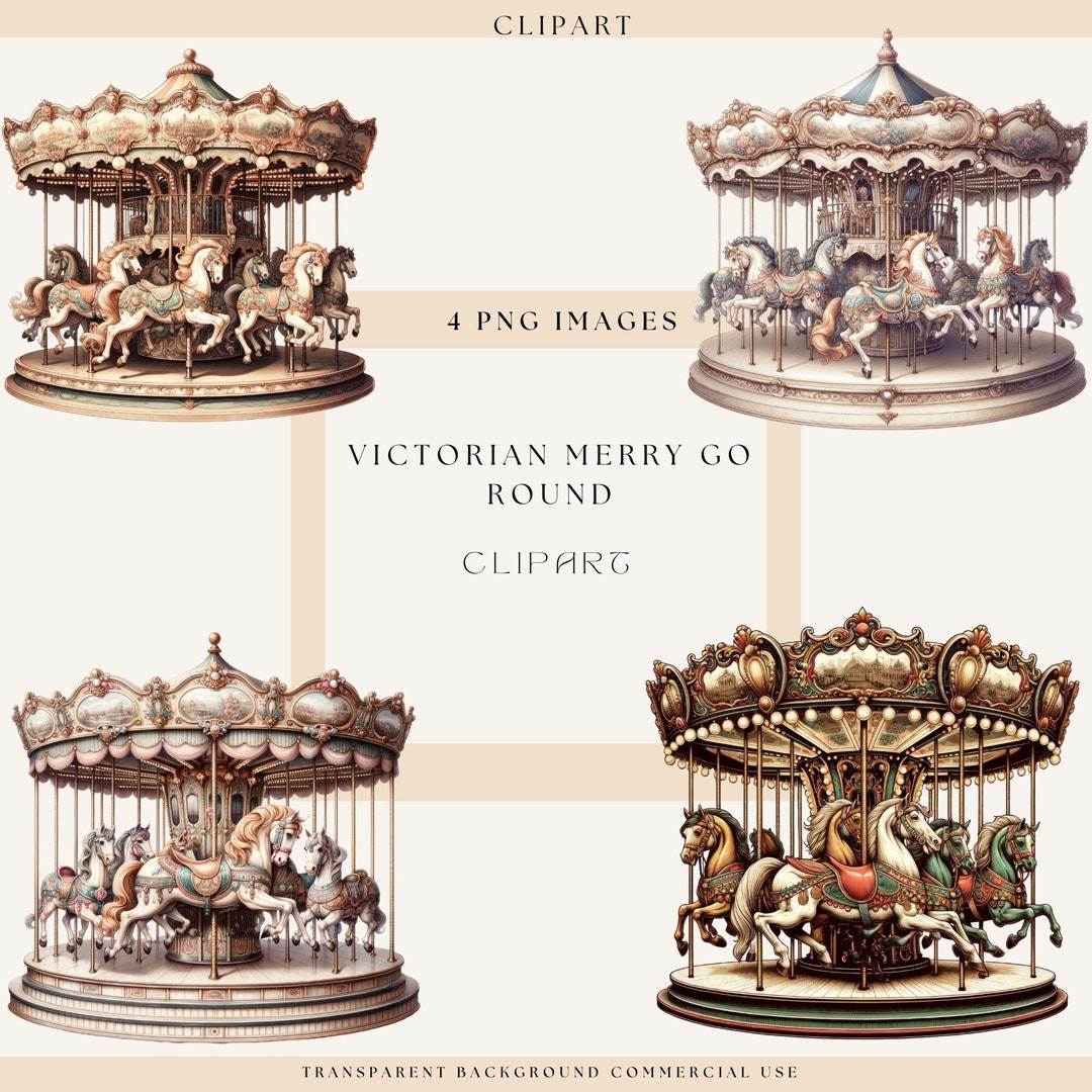 Victorian Carousel Watercolor Clipart, Carousel Horse, Carousel Nursery ...