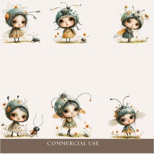 Whimsy Garden Bug Girls, Garden Clipart, Cute Bug Clipart, Whimsical ...