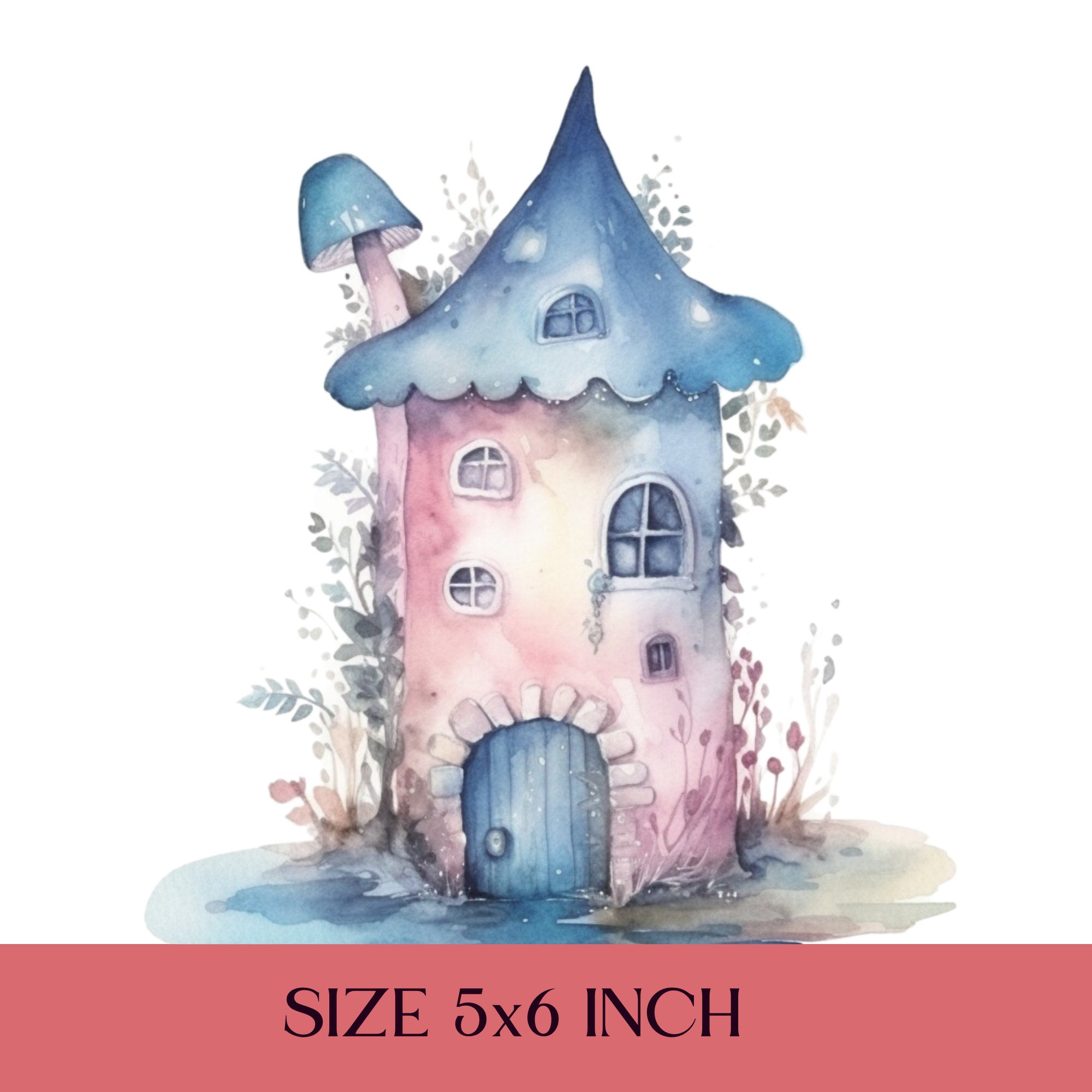 Cute Fairy House Clipart, Watercolor Pastel Flower Fairy House, PNG ...