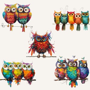 Quirky Owl Clip Art, Owls on A Rope, Funny Birds, Pets Clipart ...