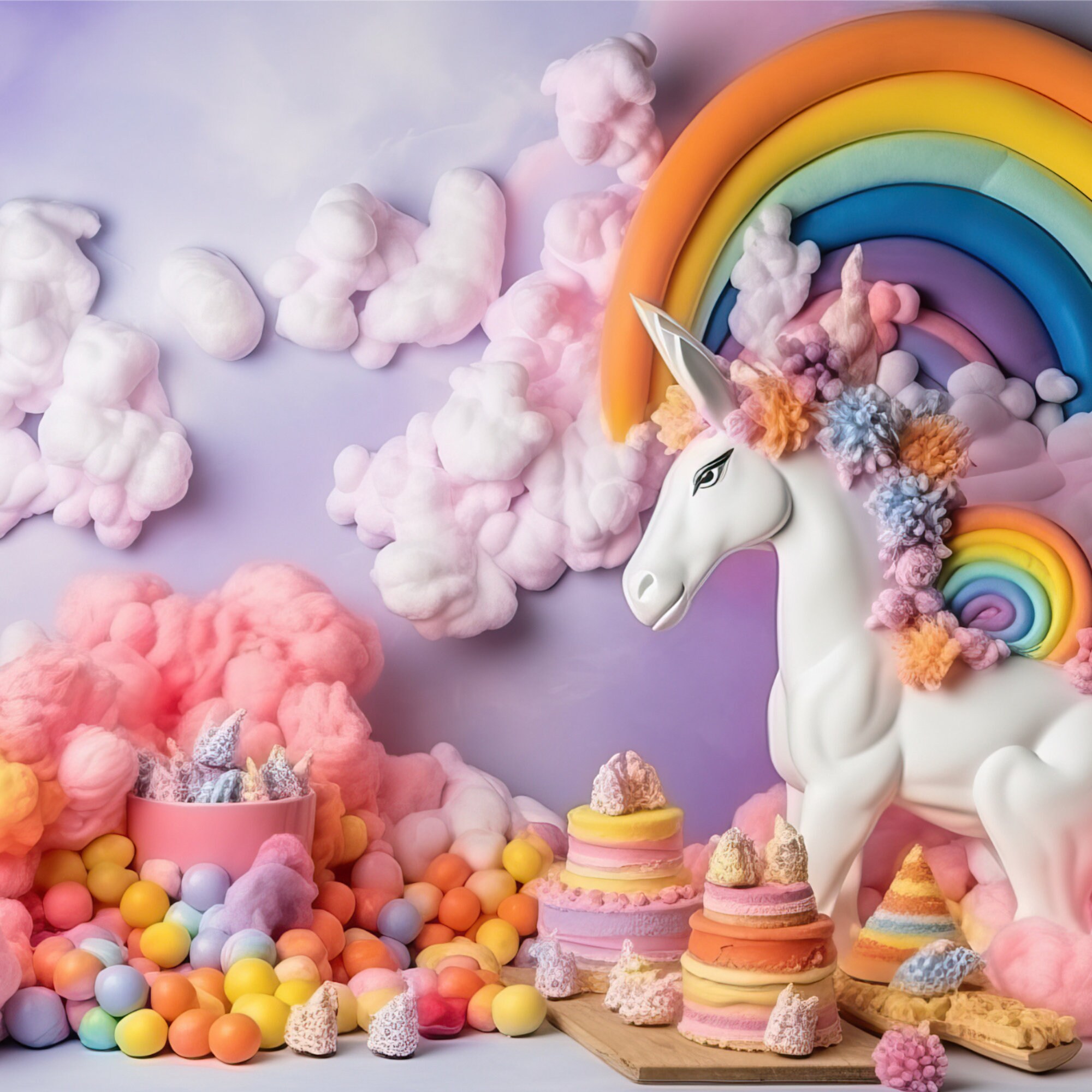 Unicorn Birthday Background Backdrop, Studio Backdrops for ...