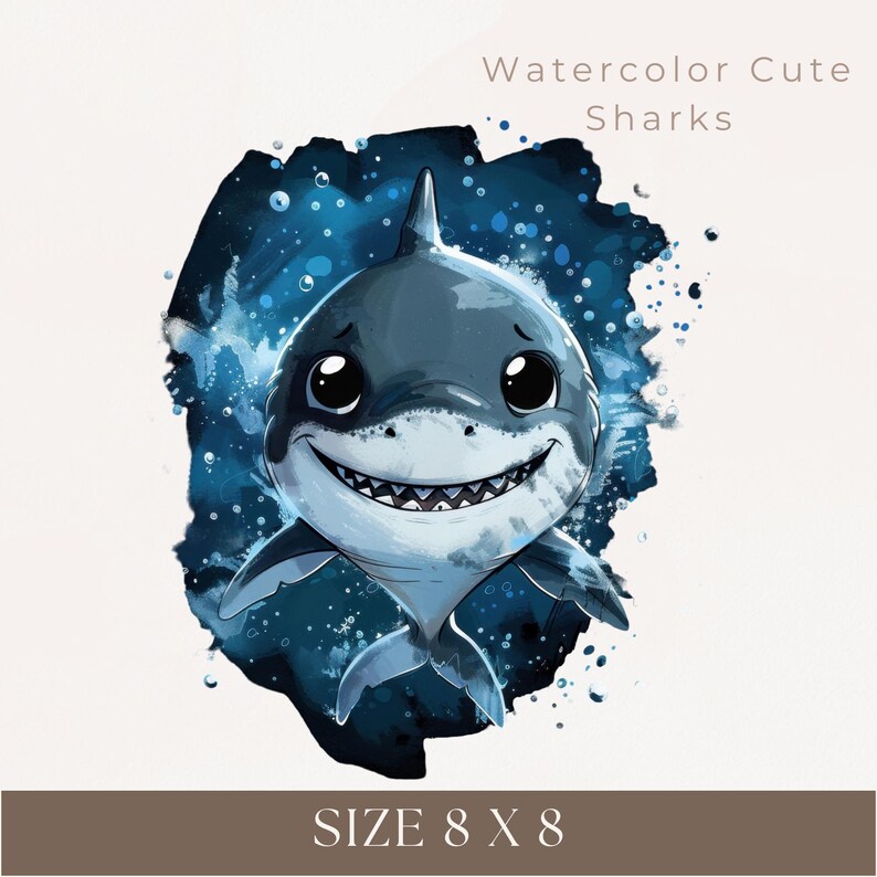 Baby Shark Clipart, Cute Shark Clipart, Underwater Clipart, Baby Shark ...