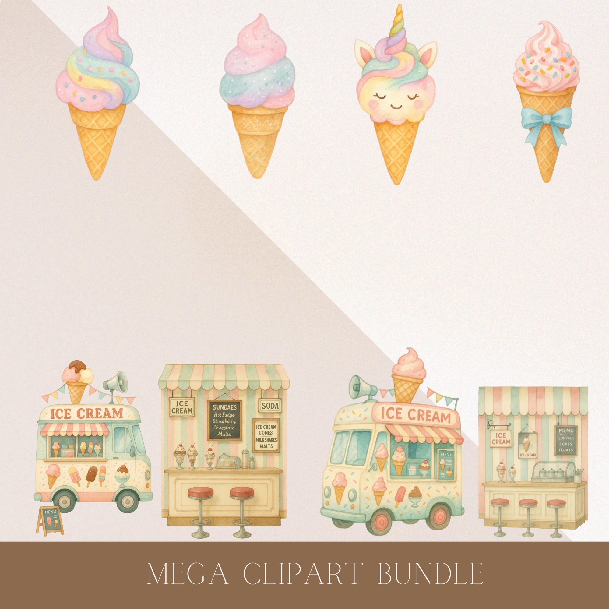 Smiles and Sprinkles Clipart, Kawaii Dessert PNG Bundle With Ice Cream ...