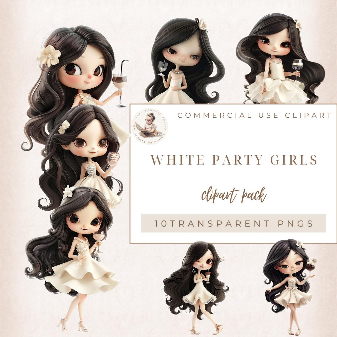 Fashion Girl Clipart, White Party, Cocktail Girl Clipart, Cocktail ...