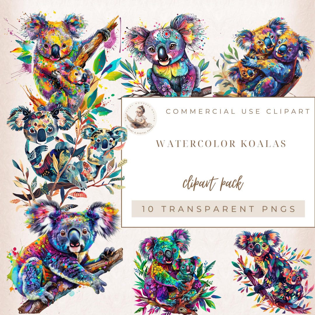 Watercolor Koala, Watercolor Clipart, Cute Koala Clipart, Australian ...