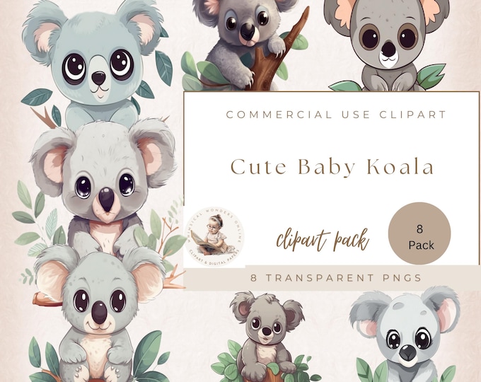 Adorable Koala Clipart - Cute Australian Animal PNG for Kids, Baby ...