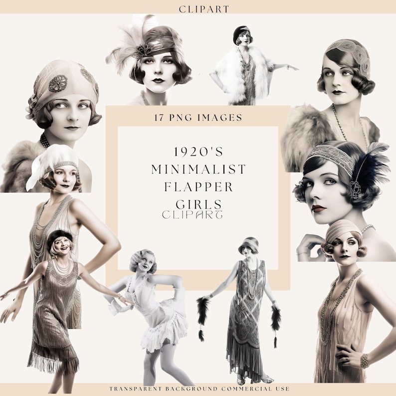 Flapper Girls 1920's, Vintage Women Clipart, Digital Image, Sublimation, Commercial Use, Art ...