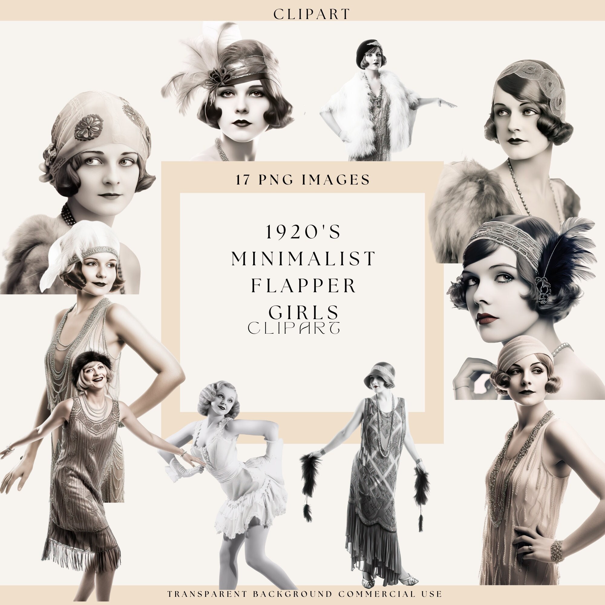 Flapper Girls 1920's, Vintage Women Clipart, Digital Image, Sublimation ...