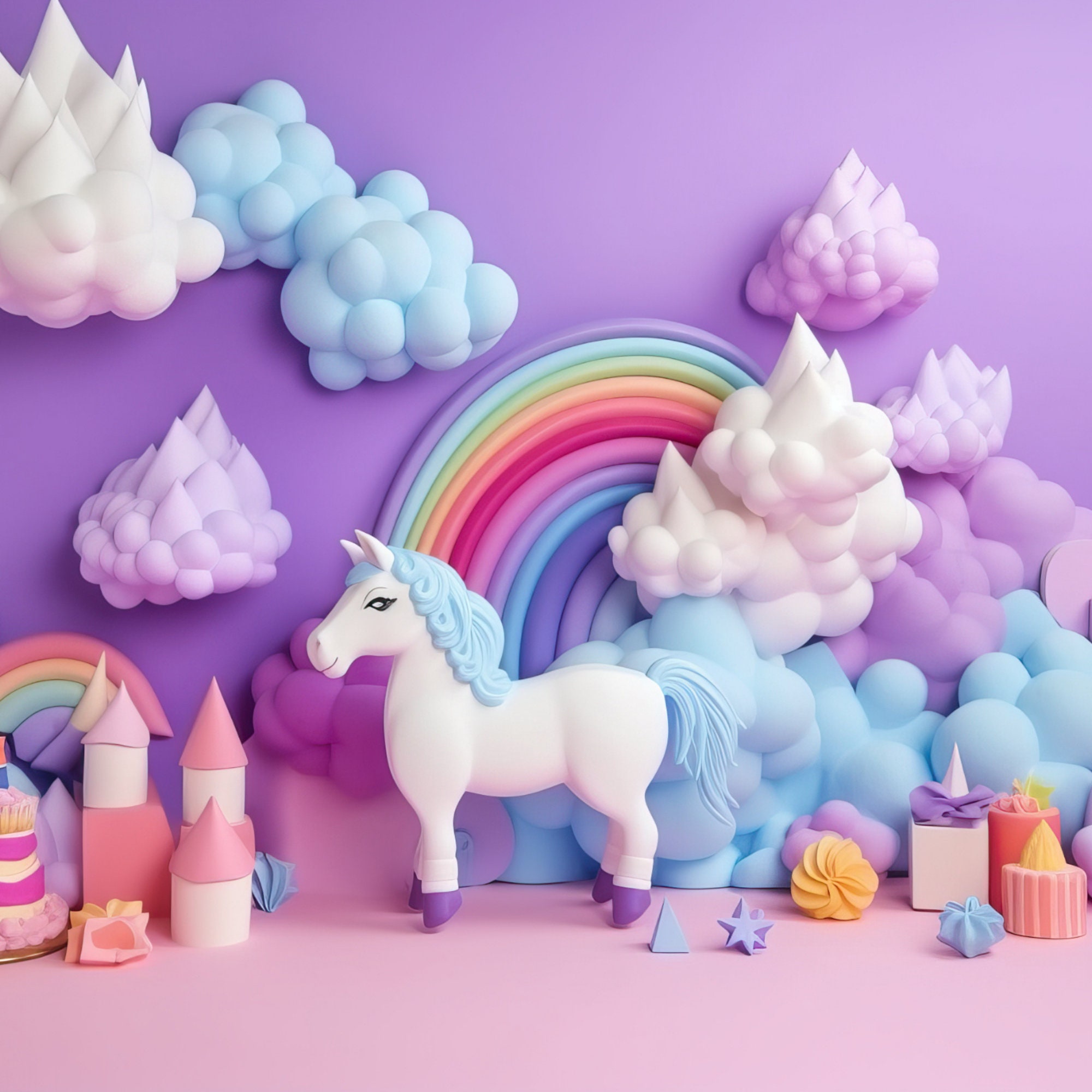Unicorn Birthday Background Backdrop, Studio Backdrops for ...