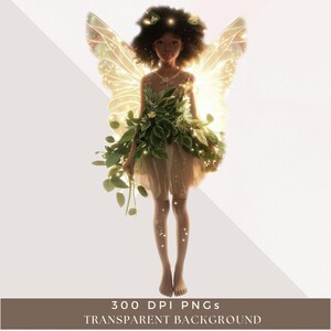 Afro Fae Clipart, Transparent PNG, Christmas Fae Junk Journal Graphics ...