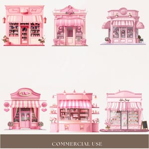 Watercolor Pink Boutique Shop, Shopfront Clip Art, Buildings Clipart ...