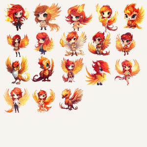 Cute Chibi Phoenix Clipart, Bird Clipart, Chibi Clipart, Commercial Use ...