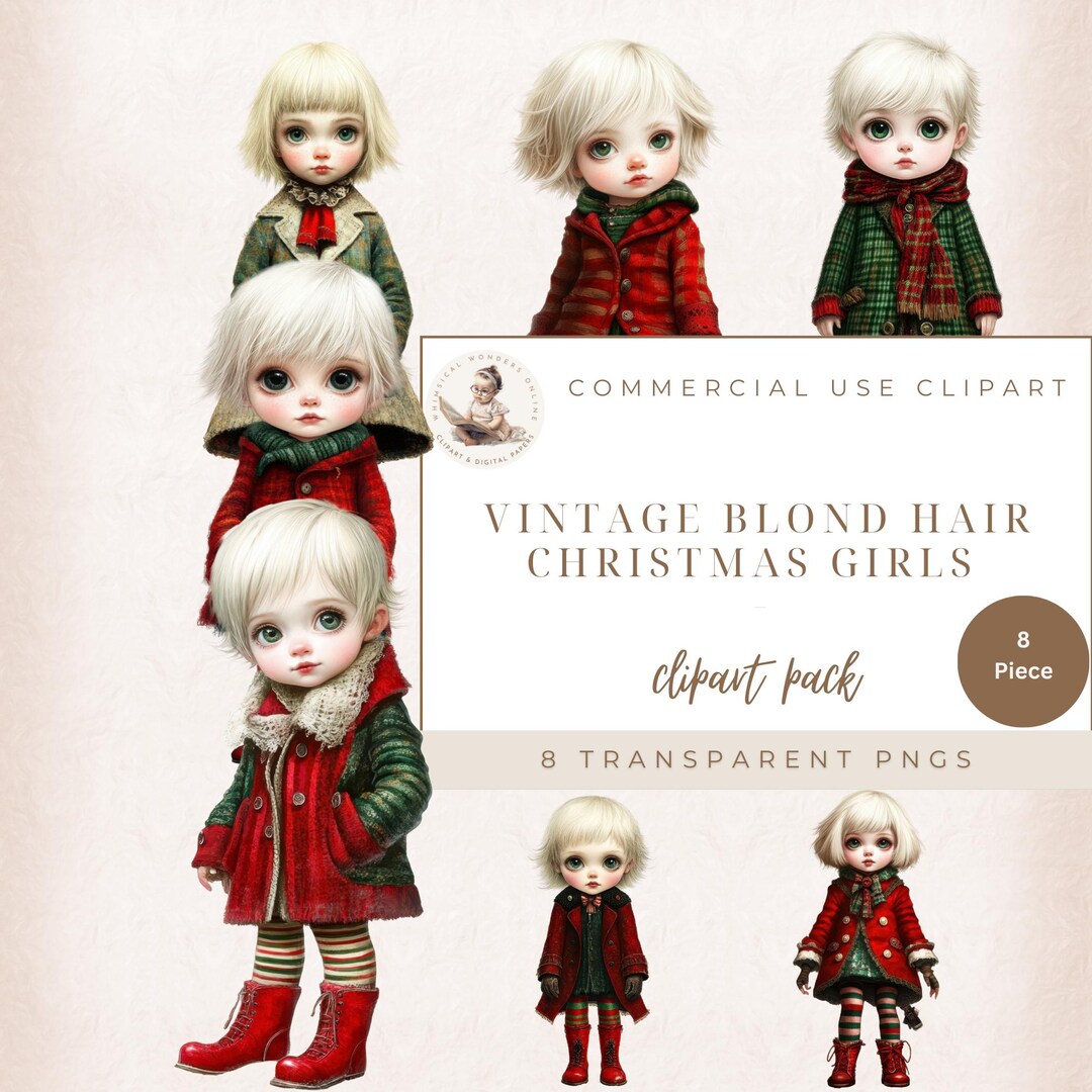 Christmas Vintage Girl Graphics, Christmas Girls Clip Art, Christmas ...