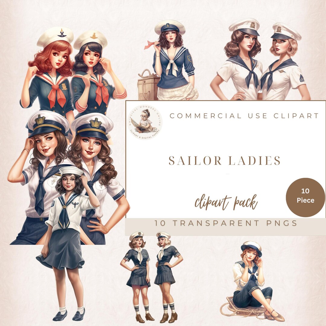 Sailor Girl, Nautical Graphics, Nautical Clipart, Commercial Use,sailor ...