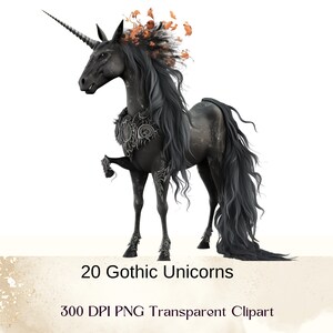 Fantasy Gothic Halloween Unicorn Clipart, Unicorn Clipart, Unicorn Dragons, Halloween Clipart ...