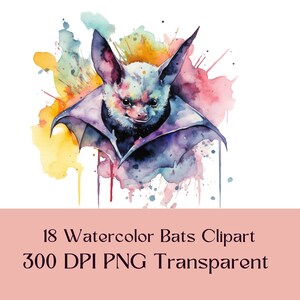 Bat Watercolor Clipart, Sublimation, Bat Wall Art, Bat Prints, Bat ...